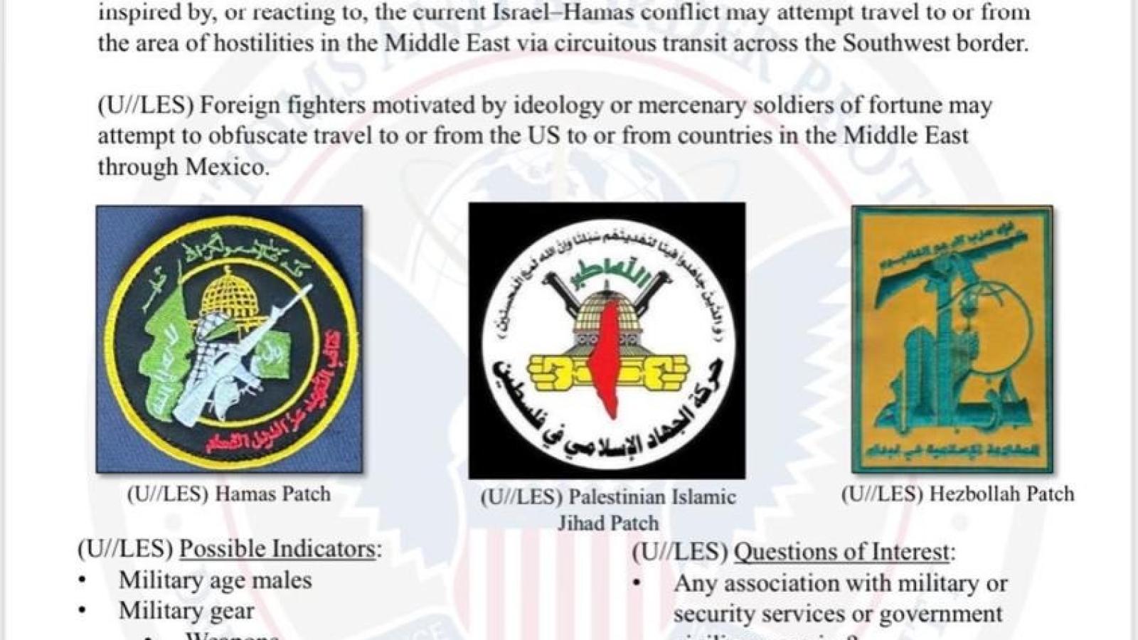 Hamas fighters may enter U.S. via southern border, CBP field office ...