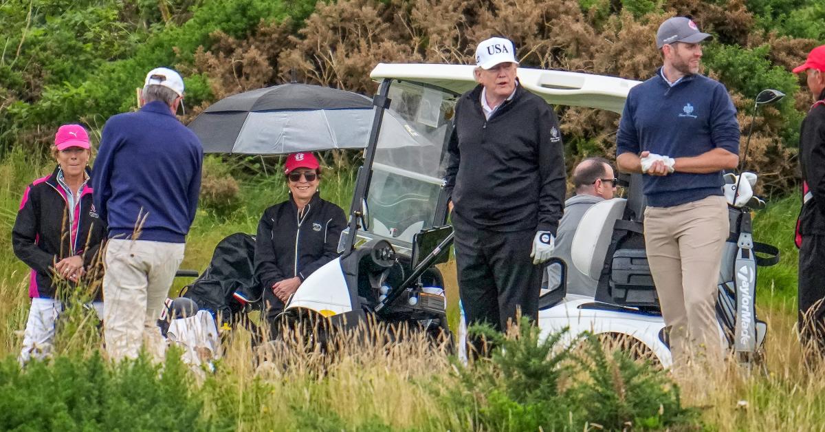 Trump in Scotland outing appears to debut armored ‘Golf Force One’ golf ...